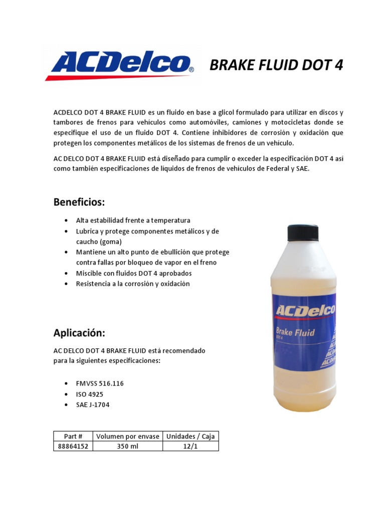 AC Delco Brake Fluid DOT 4 | PDF