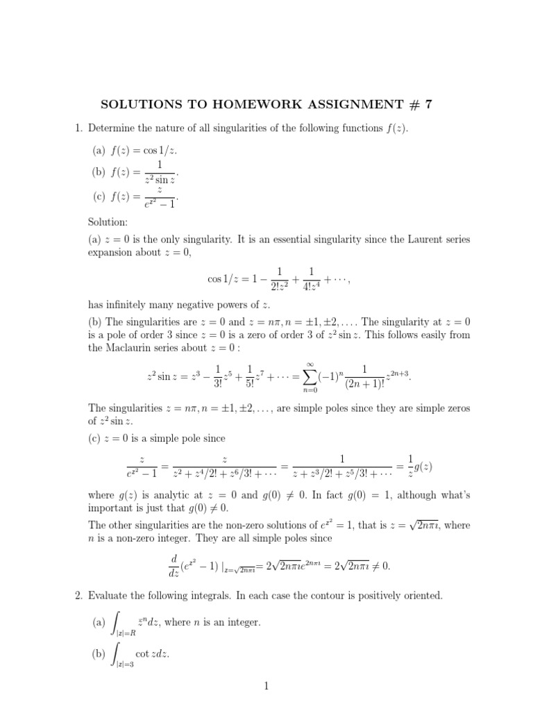 Solutions To Homework Assignment # 7 | PDF | Power Series | Geometry