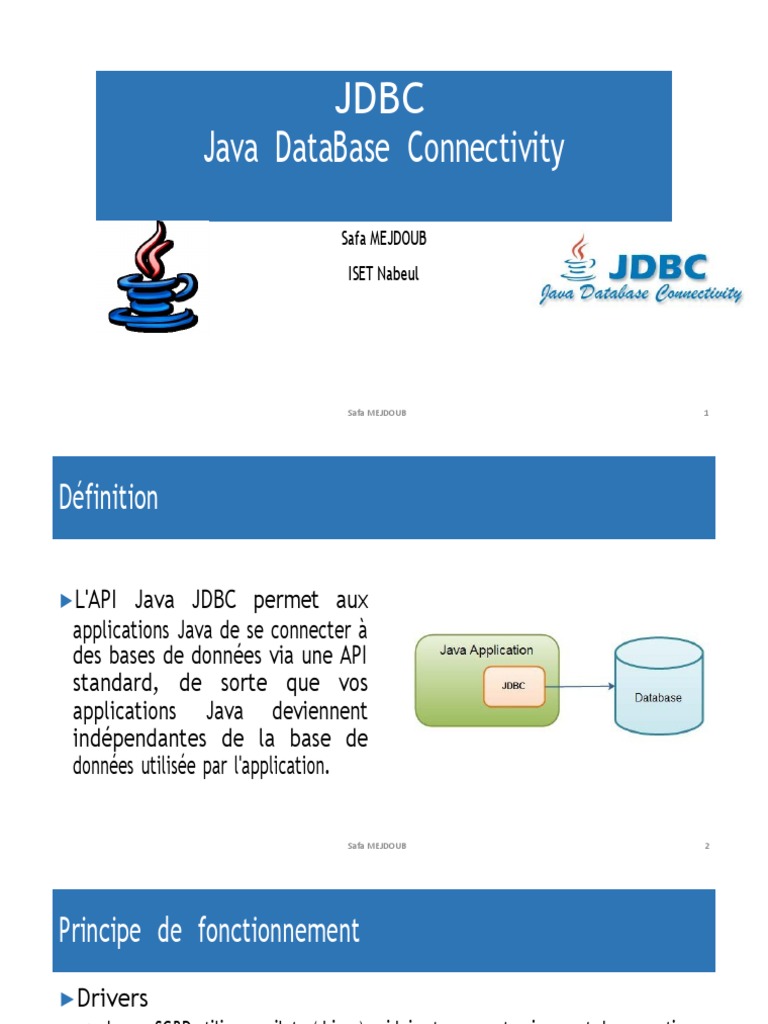 Chapitre6 JDBC | PDF | Java (Langage de programmation) | Gestion ...