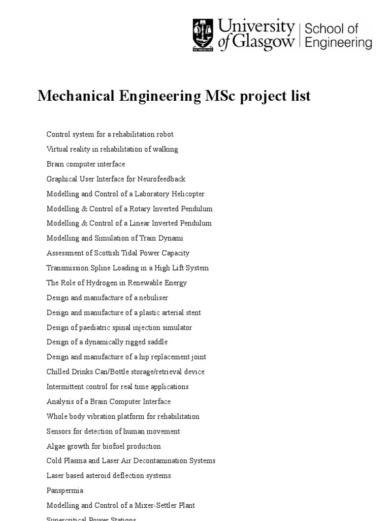 Mechanical Engineering MSC Project List | PDF | Composite Material ...