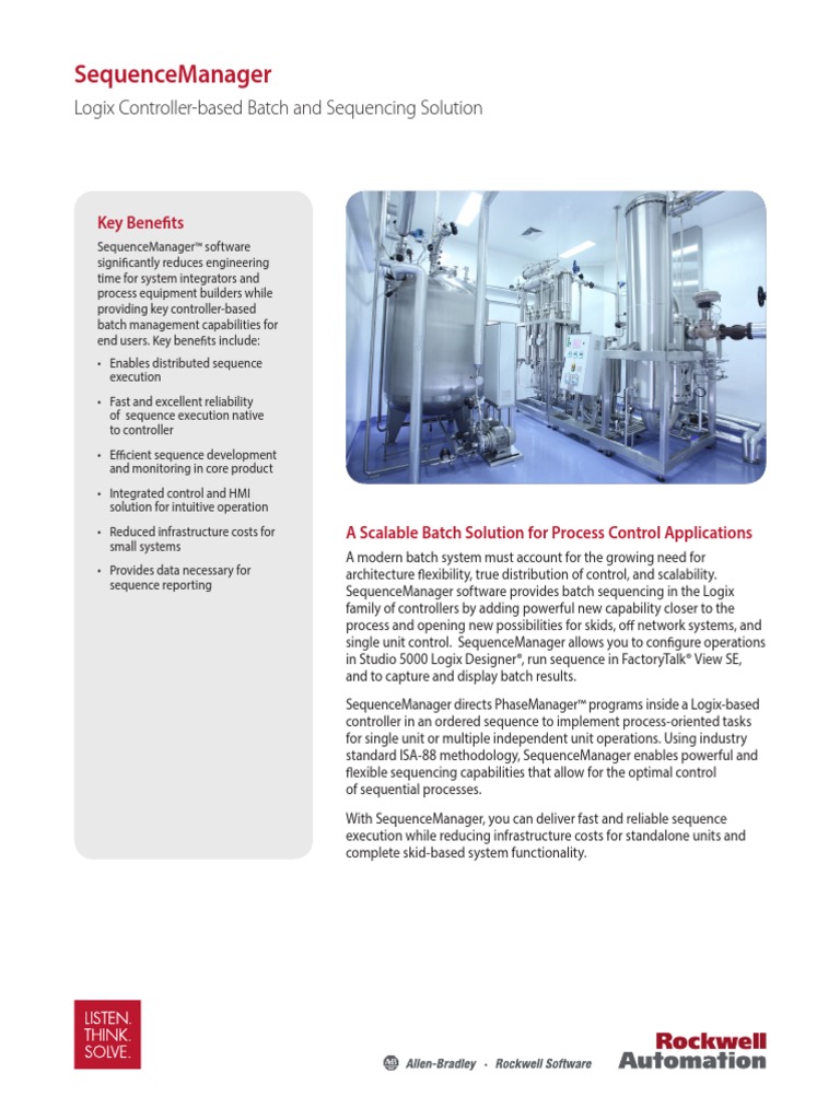 Sequencemanager: Logix Controller-Based Batch and Sequencing Solution | PDF | User Interface ...