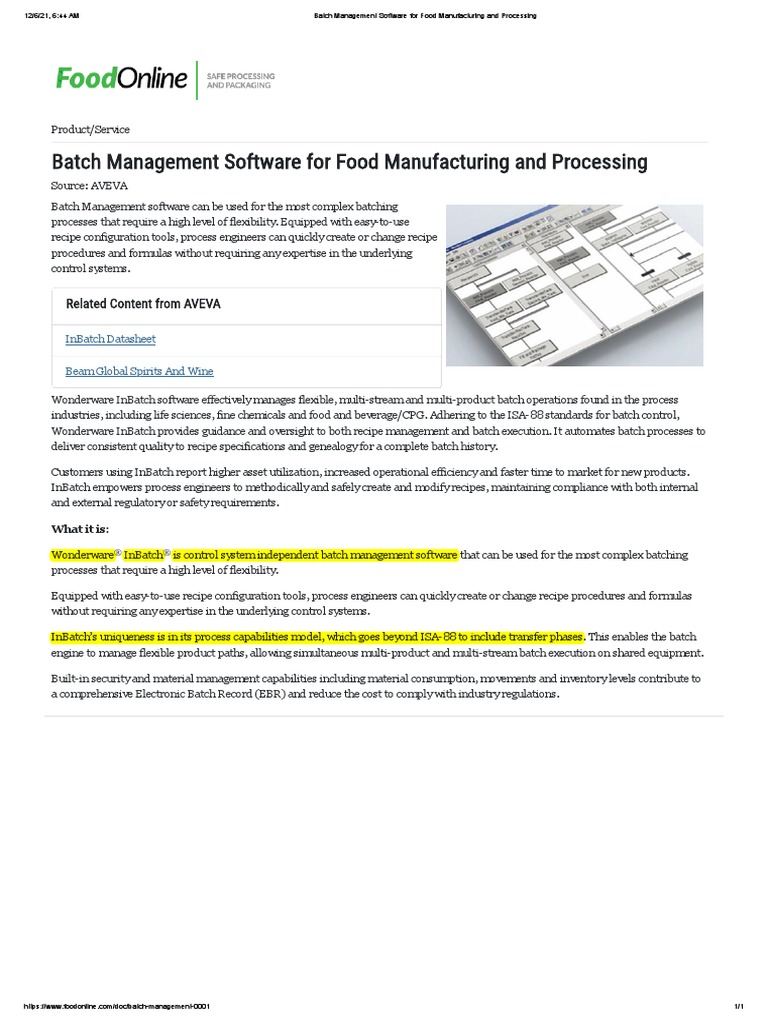 Batch Management Software For Food Manufacturing and Processing ...