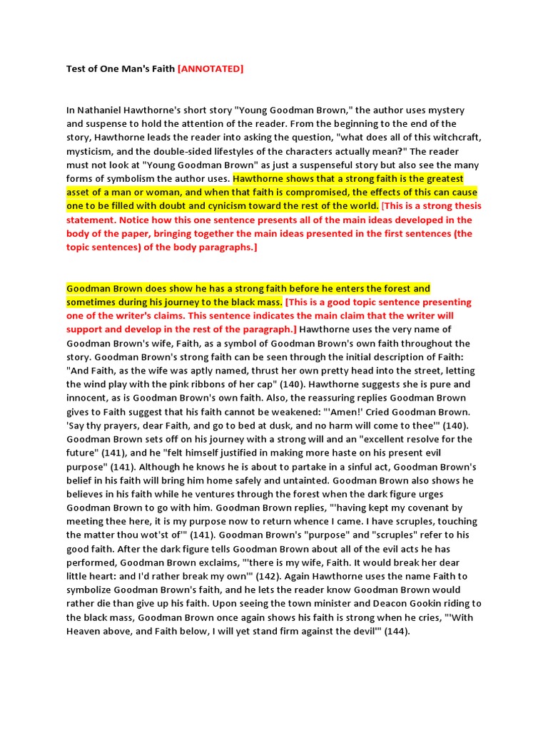Young Goodman Brown Annotated | PDF | Faith | Sin