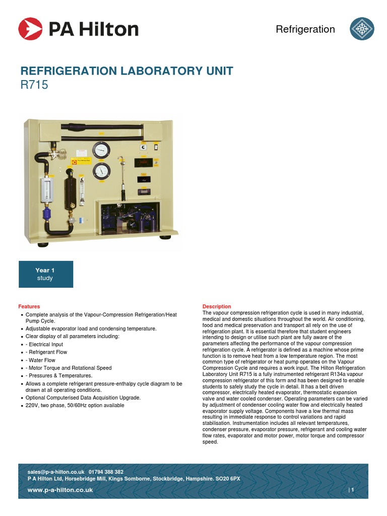 R715-Refrigeration Laboratory Unit | PDF | Refrigerator | Engines