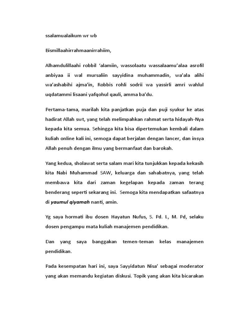 Teks Moderator, Presentasi | PDF