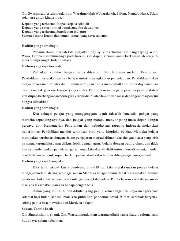 Pidato Merdeka Belajar | PDF