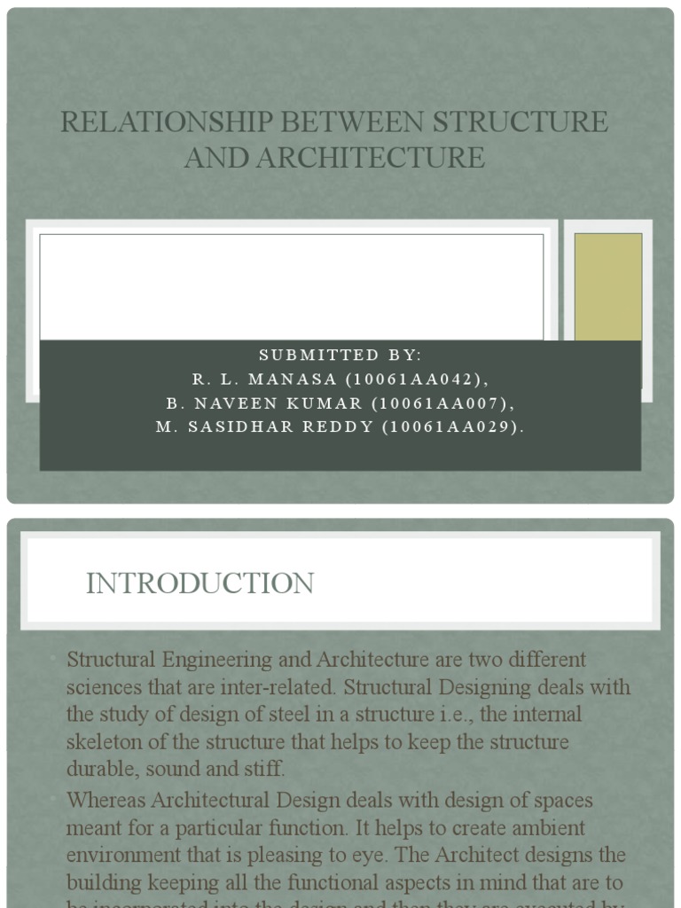 Relationship Between Structure and Architecture Presentation 1 | PDF ...