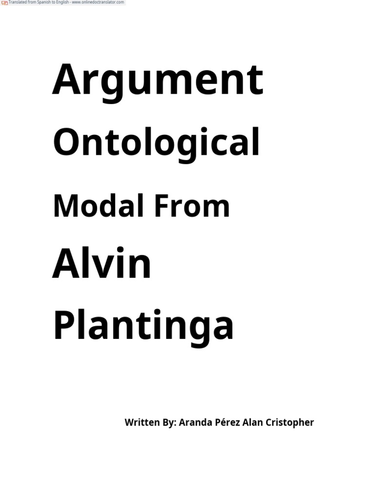 Ontologic Argument - Plantinga | PDF | Argument | Logic