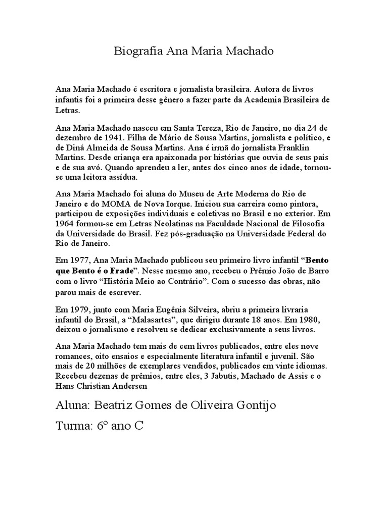 Biografia Ana Maria Machado | PDF