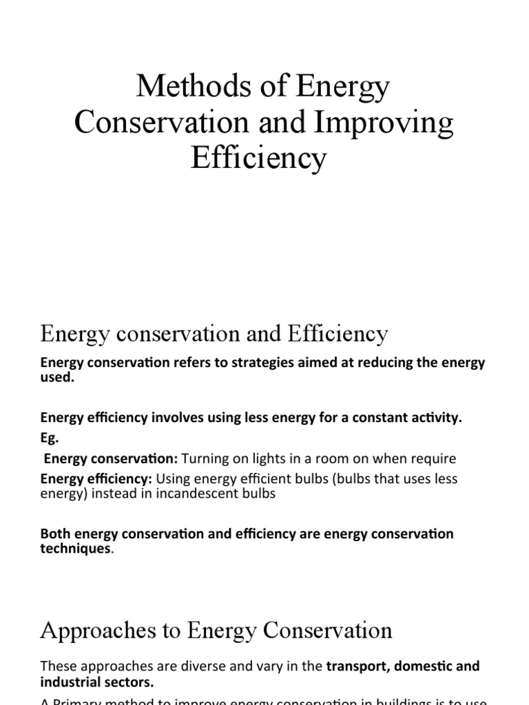 Lec 7 - Methods of Energy Conservation and Improving Efficiency | PDF ...