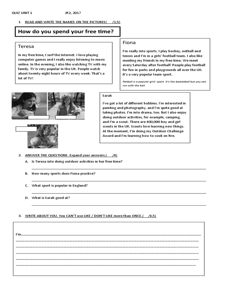 Likes and Dislikes in Free Time Activities | PDF