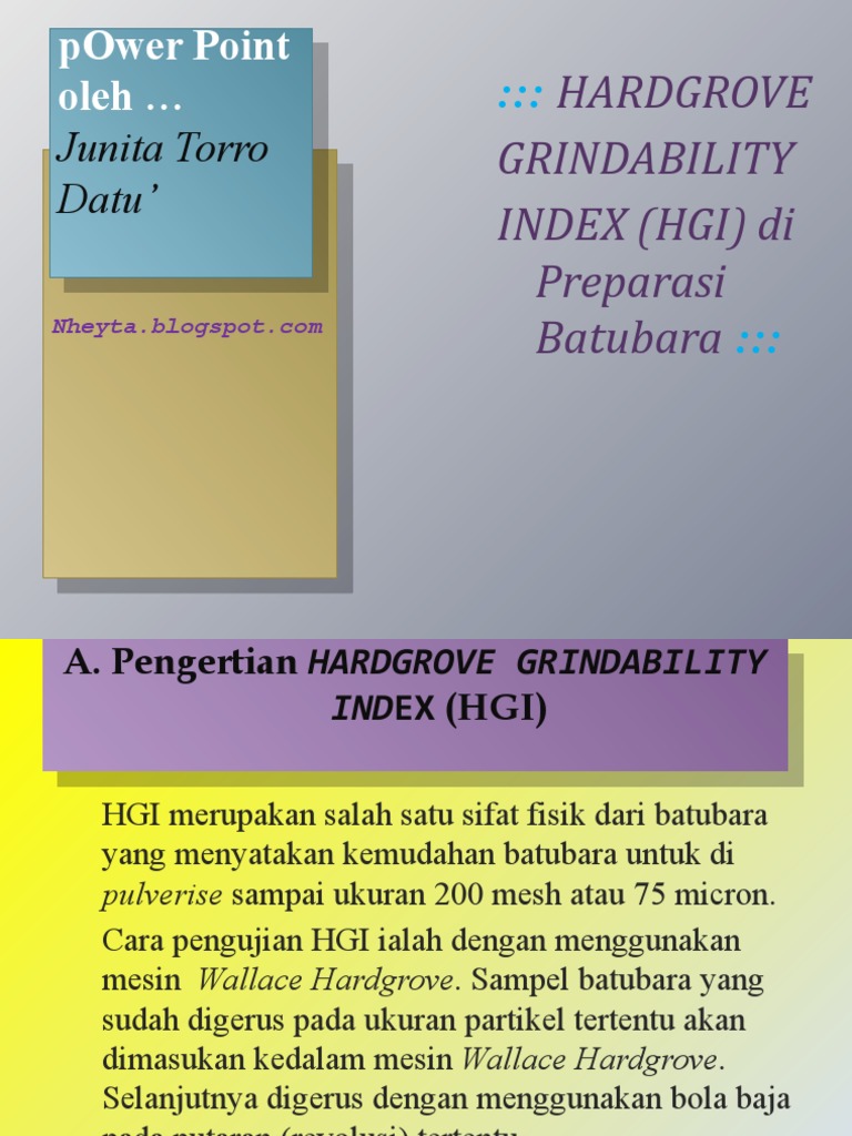 HARDGROVE GRINDABILITY INDEX (HGI) Di Preparasi | PDF