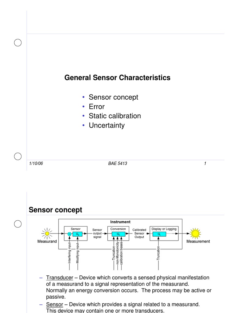 General Sensor Characteristics: Sensor Concept Error Static Calibration ...