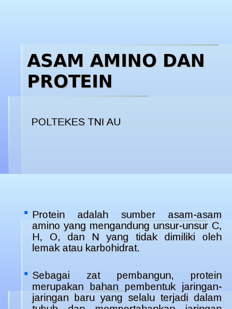 Asam Amino dan Protein: Fungsi Utama | PDF