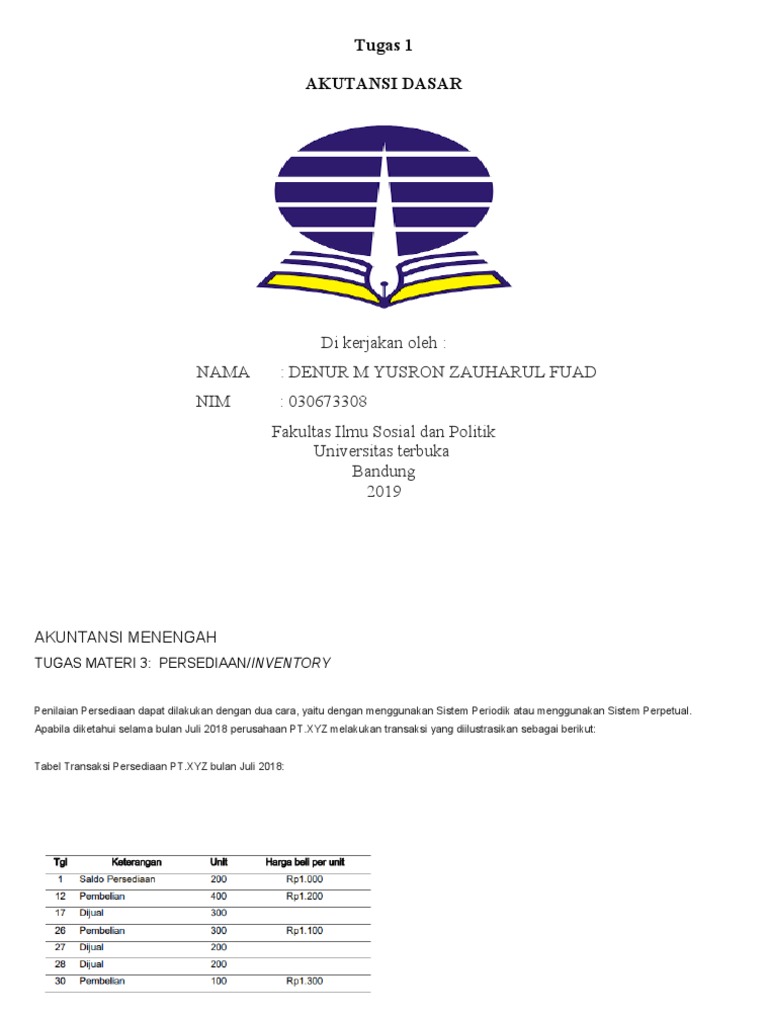 Tugas 1 ADBI4335 030673308 Denur M Yusron | PDF
