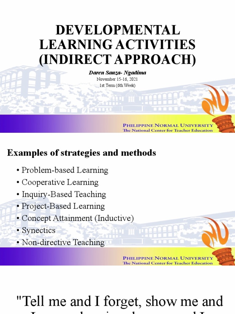 Developmental Learning Activities Through Indirect Instruction: A ...