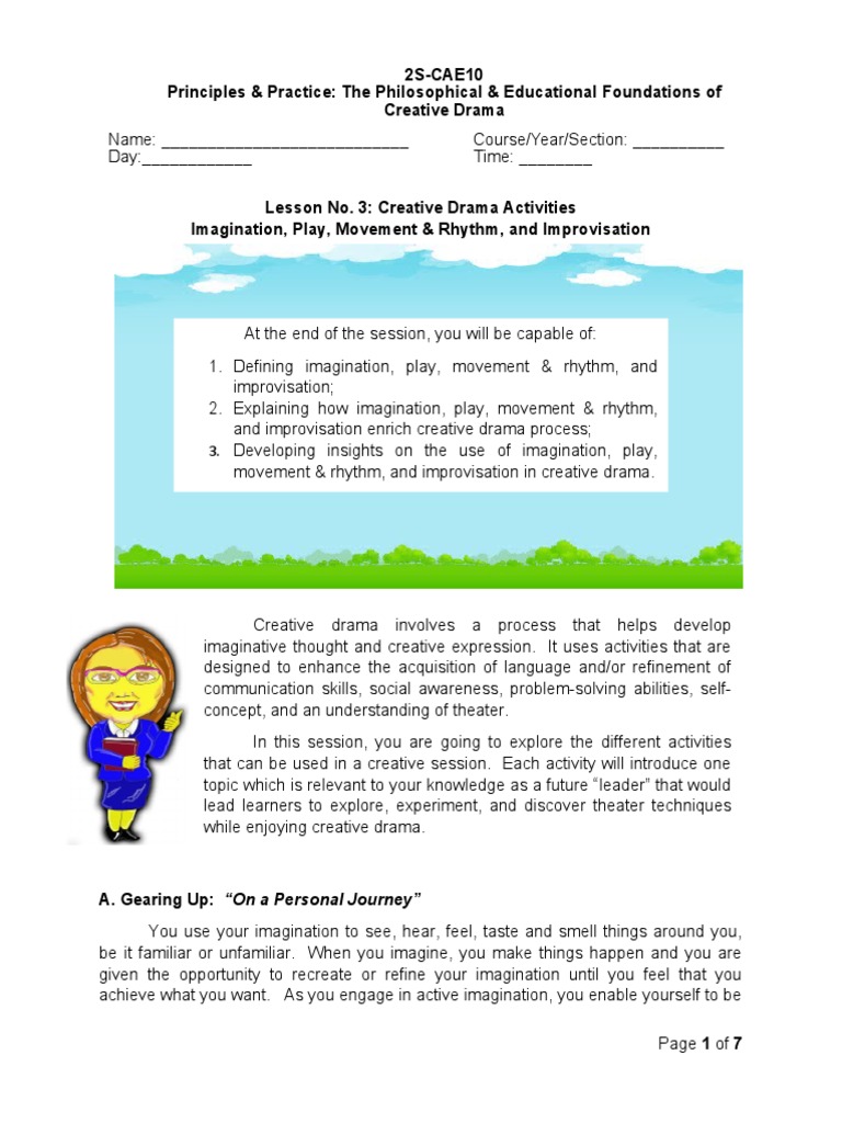 Lesson 3 Imagination Play Movement Rhythm Improvisation | PDF ...