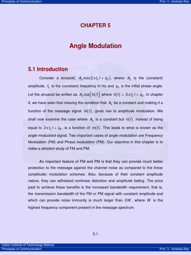 Angle Modulation Explained | PDF | Frequency Modulation | Spectral Density