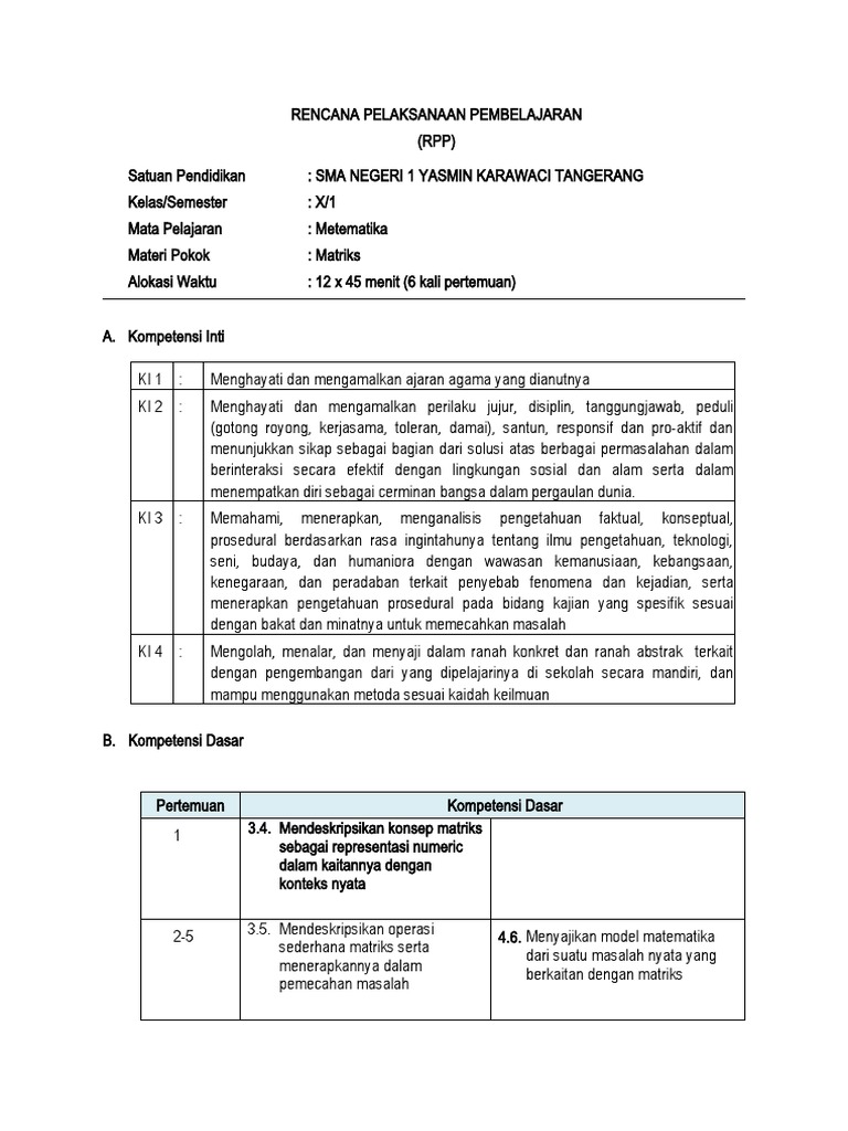RPP Model (Discovery Learning - DL) | PDF