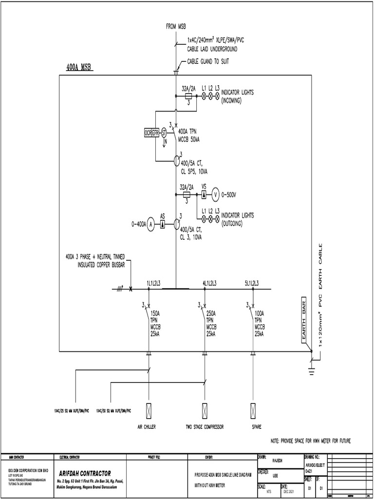 400A MSB Single Line Diagram Proposal | PDF