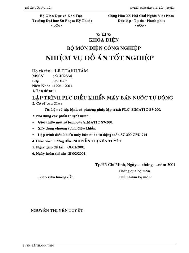 Lập Trình PLC Điều Khiển Máy Bán Nước Tự Động | PDF