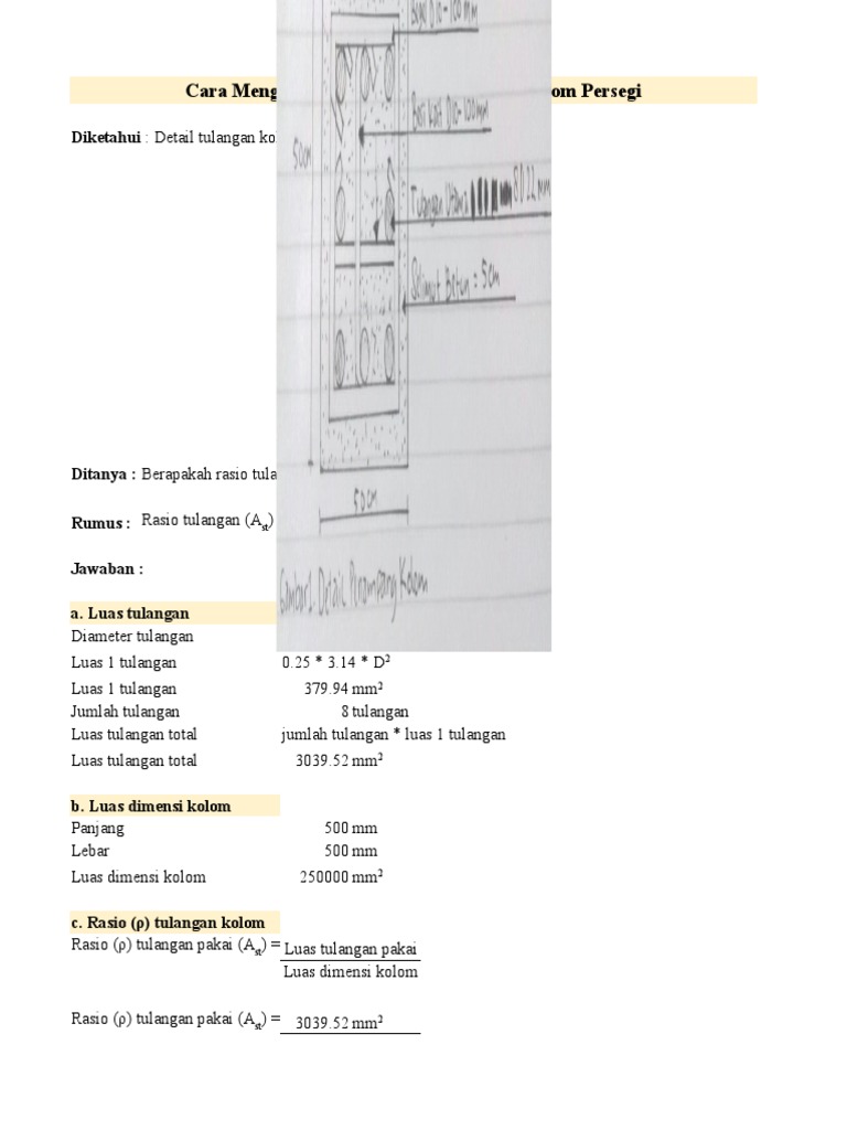Kontrol Rasio Tulangan Kolom | PDF