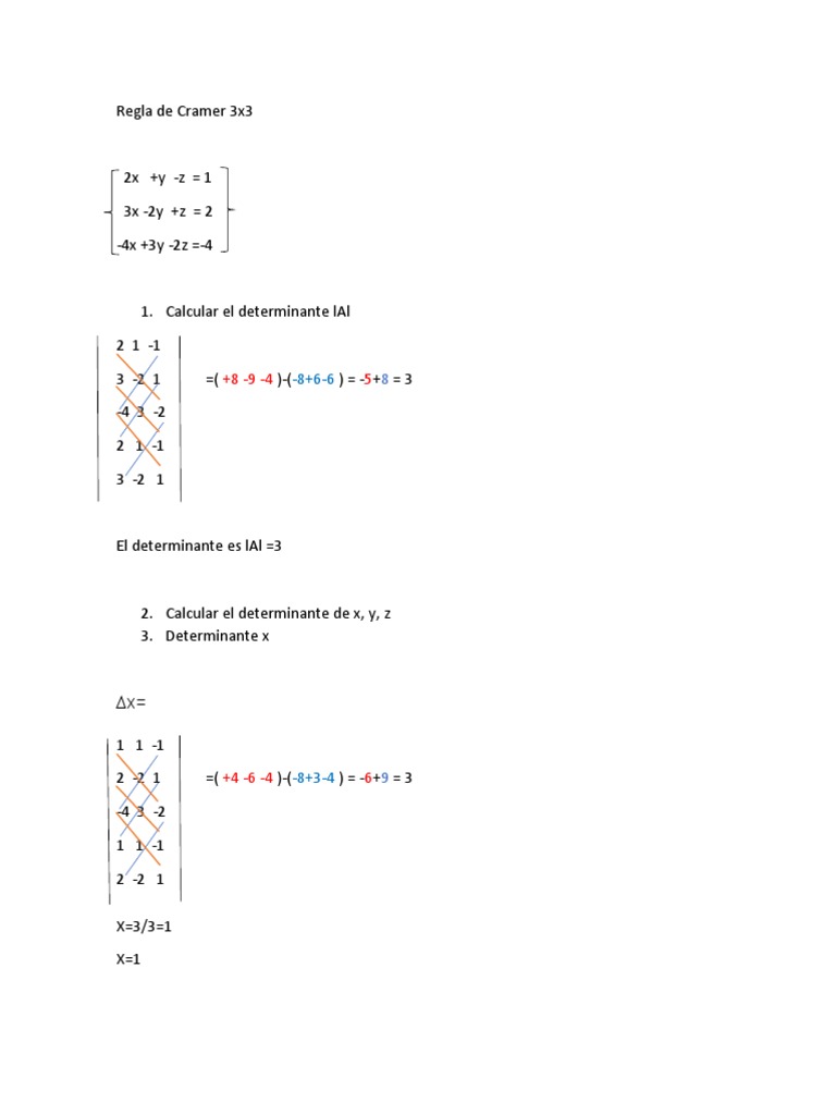 Regla de Cramer 3x3 | PDF