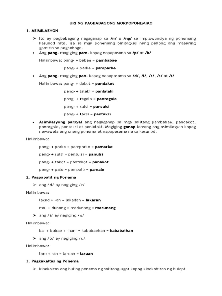 Uri NG Pagbabagong Morpoponemiko | PDF