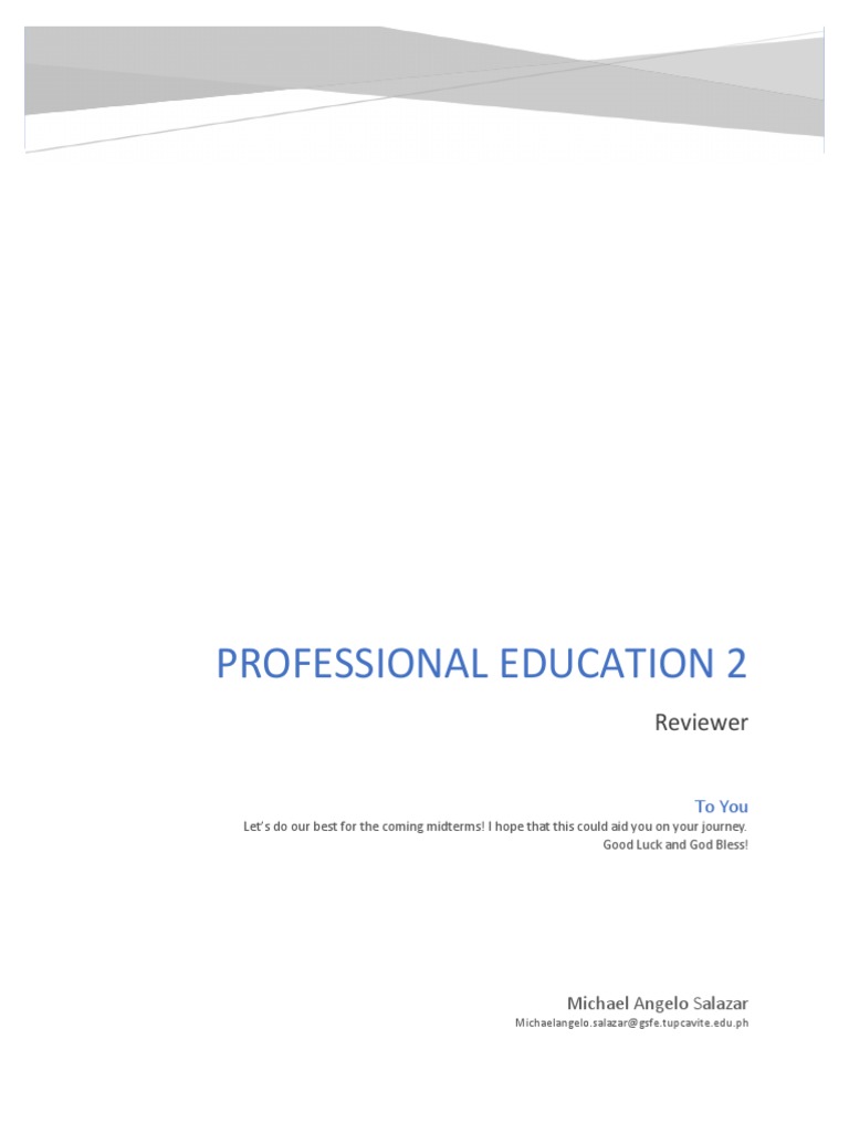Profed2 Reviewer 1stsem Midterms | PDF | Reason | Learning