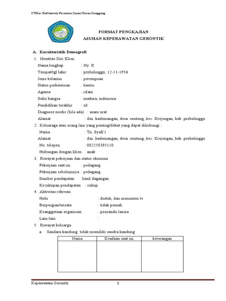 Format Gerontik New Fix | PDF | Pengembangan Diri | Kesehatan Holistik