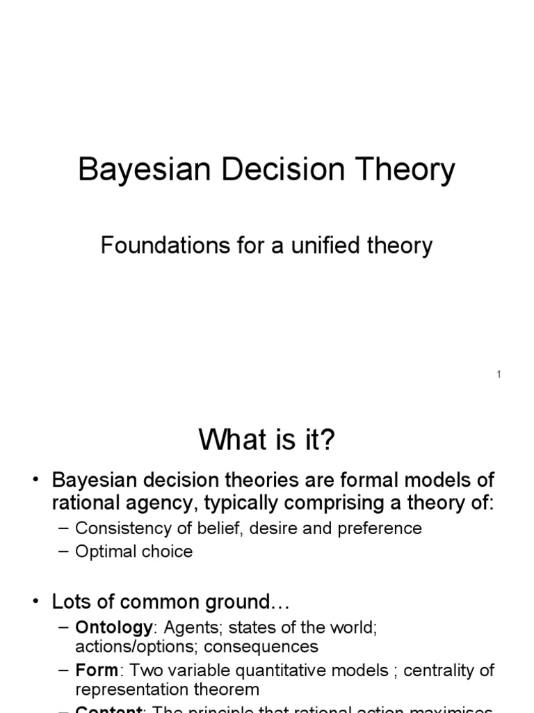 Bayesian Decision Theory Foundations For A Unified Theory Pdf
