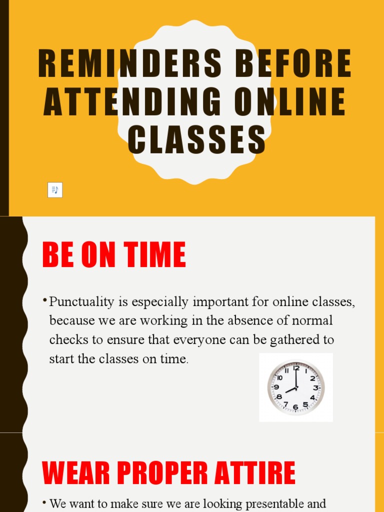 Reminders Before Attending Online Classes | PDF | Educational ...