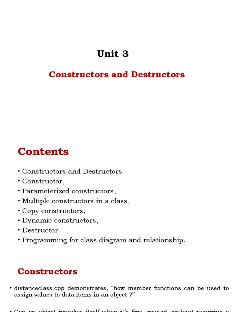 Unit 3: Constructors and Destructors | PDF | Programming | Constructor ... Unit 3: Constructors and Destructors | PDF | Programming | Constructor ...