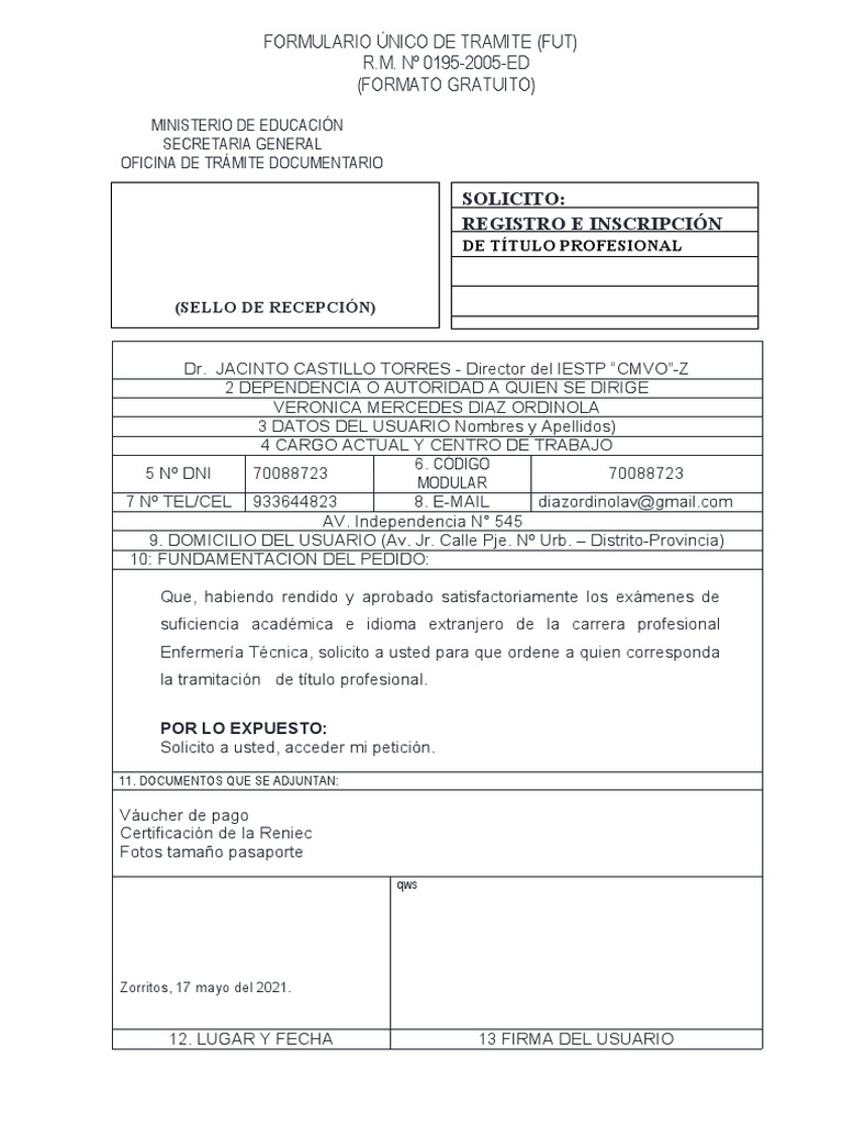 Fut Modelo Formato Dari | PDF