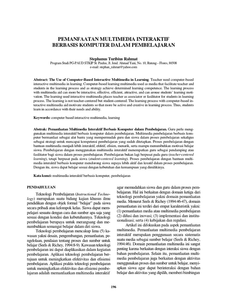 Multimedia Interaktif di Pembelajaran | PDF | Karier & Perkembangan ...