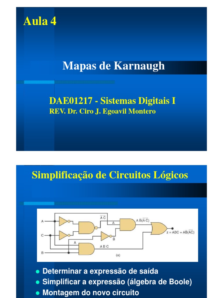 Aula 4 - Mapas de Karnaugh 2021 | PDF | Eletrônicos digitais | Design eletrônico