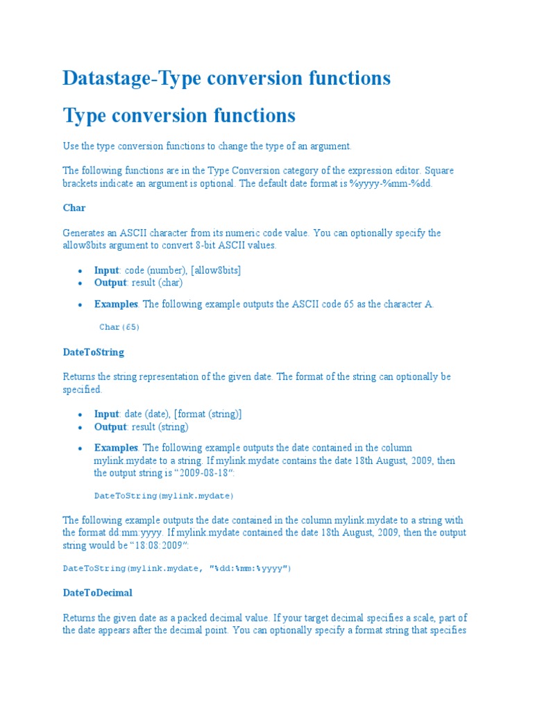 Datastage Transformer Functions Pdf Rounding Parameter Computer Programming