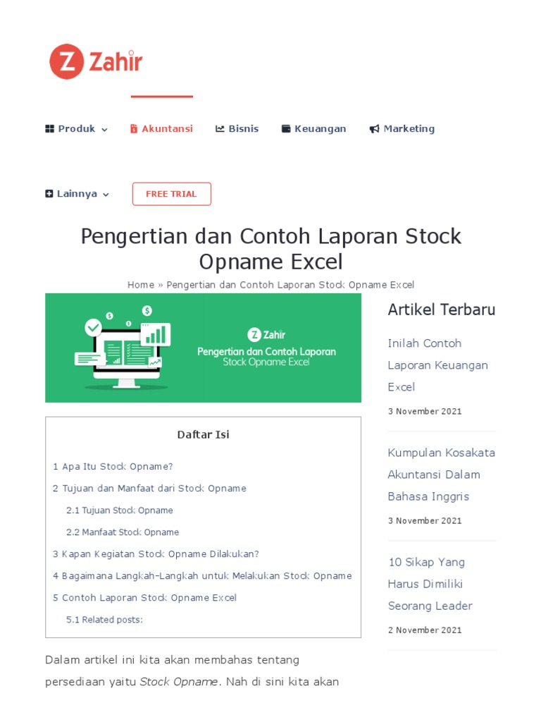 Pengertian Dan Contoh Laporan Stock Opname Excel 2021 Pdf