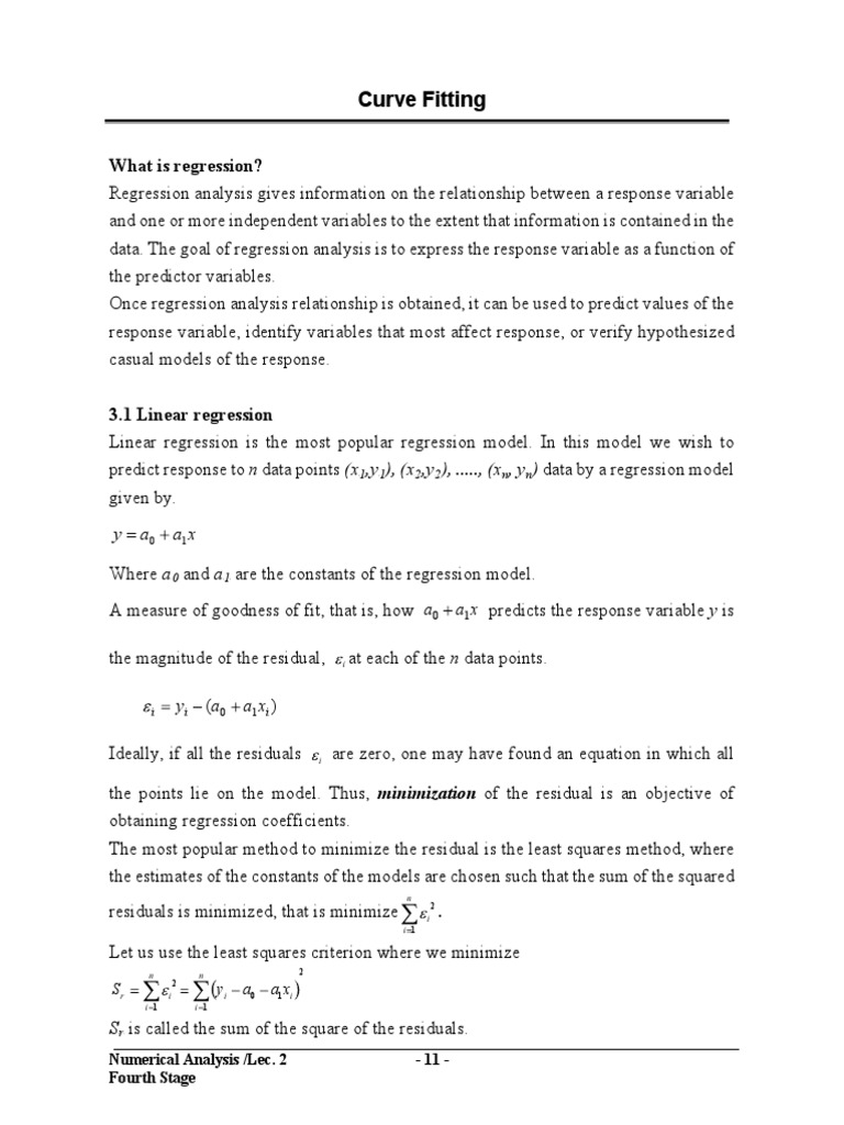 Curve Fitting | PDF | Regression Analysis | Errors And Residuals Curve Fitting | PDF | Regression Analysis | Errors And Residuals