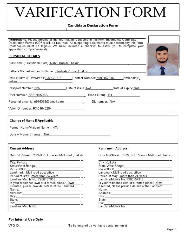 Candidate Declaration Form | PDF