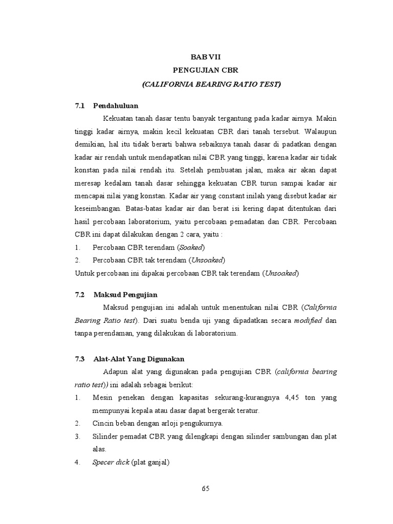 Bab 7 Perhitungan CBR | PDF
