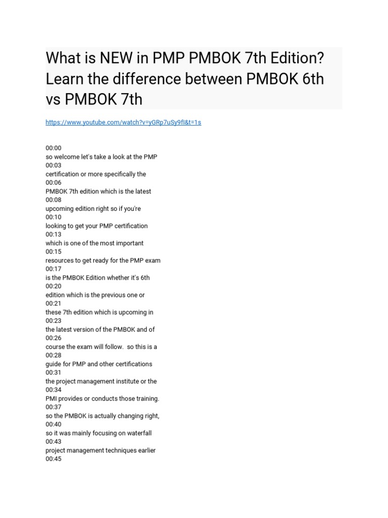 What Is NEW in PMP PMBOK 7th Edition | PDF | Business Value | Project ...