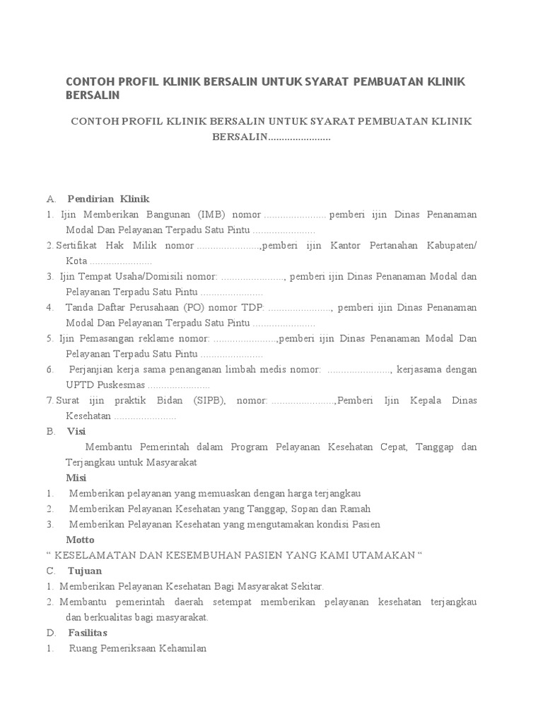 Contoh Profil Klinik | PDF