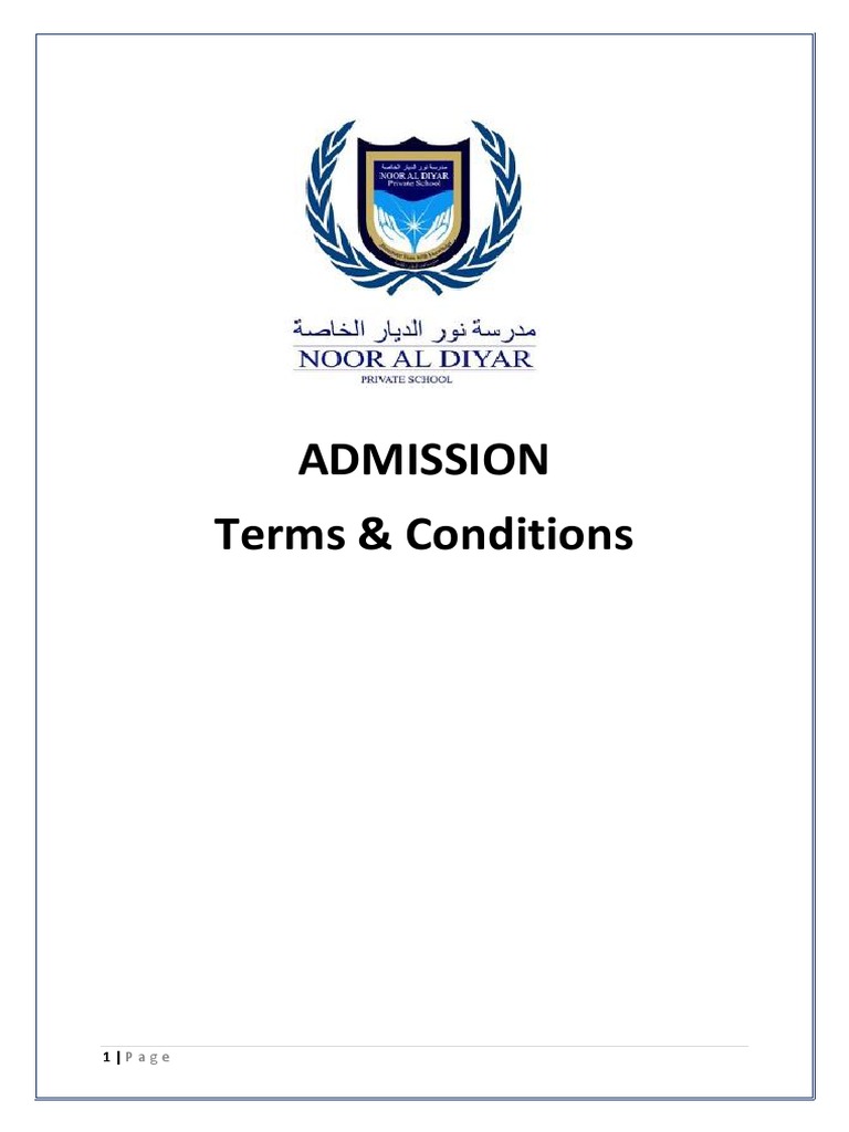 Admission Terms & Conditions | PDF | University And College Admission | Fee