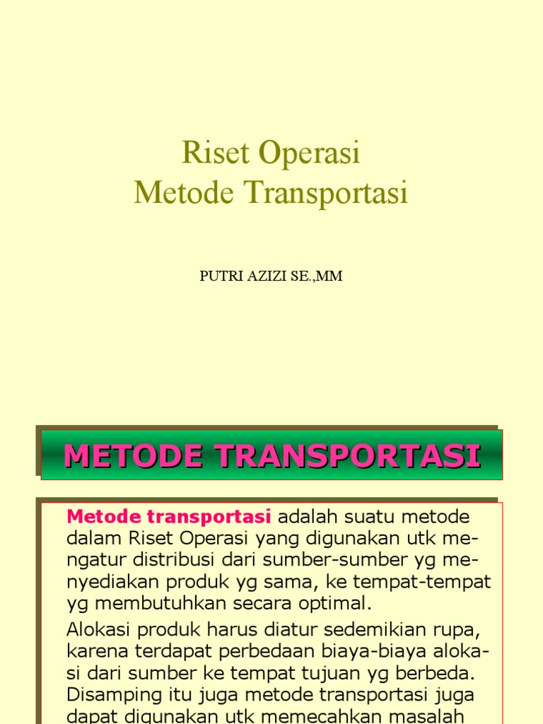 Metode Transportasi Optimal | PDF