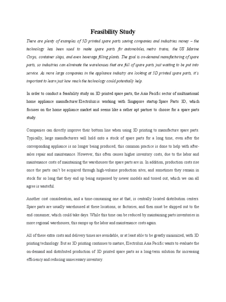 Feasibility Study 3D Printers | PDF | 3 D Printing | Inventory