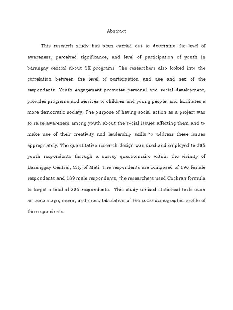 Abstract of Research Example | PDF