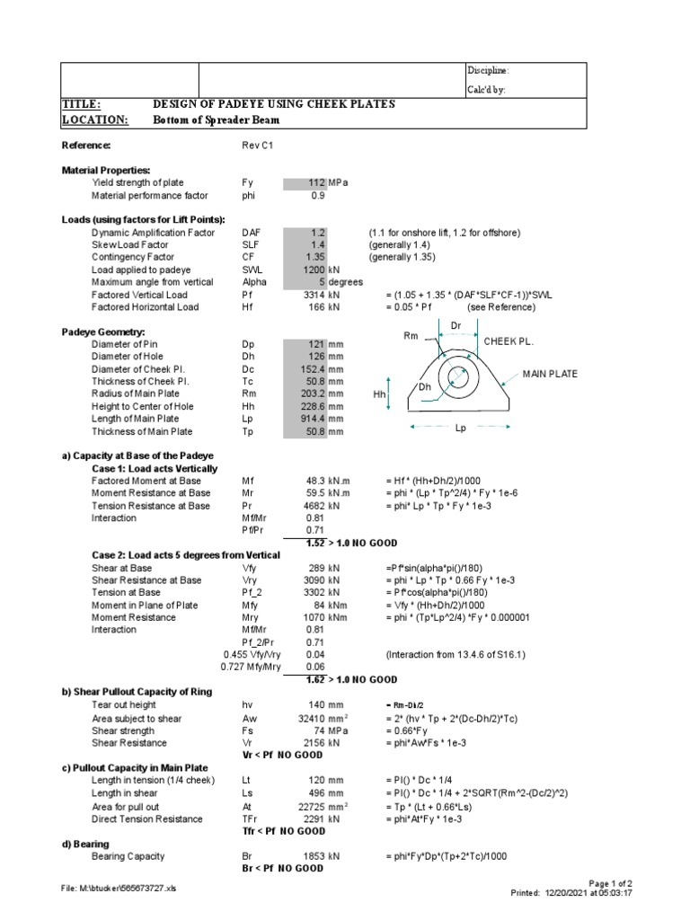Pad Eye Design Cheeek Plate | PDF | Economic Sectors | Building Engineering
