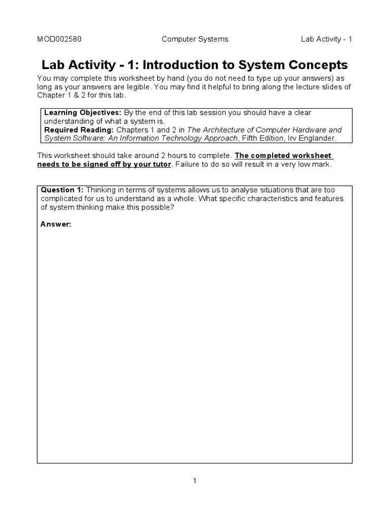 Lab Activity - 1 - Introduction To System Concepts | PDF | System ...