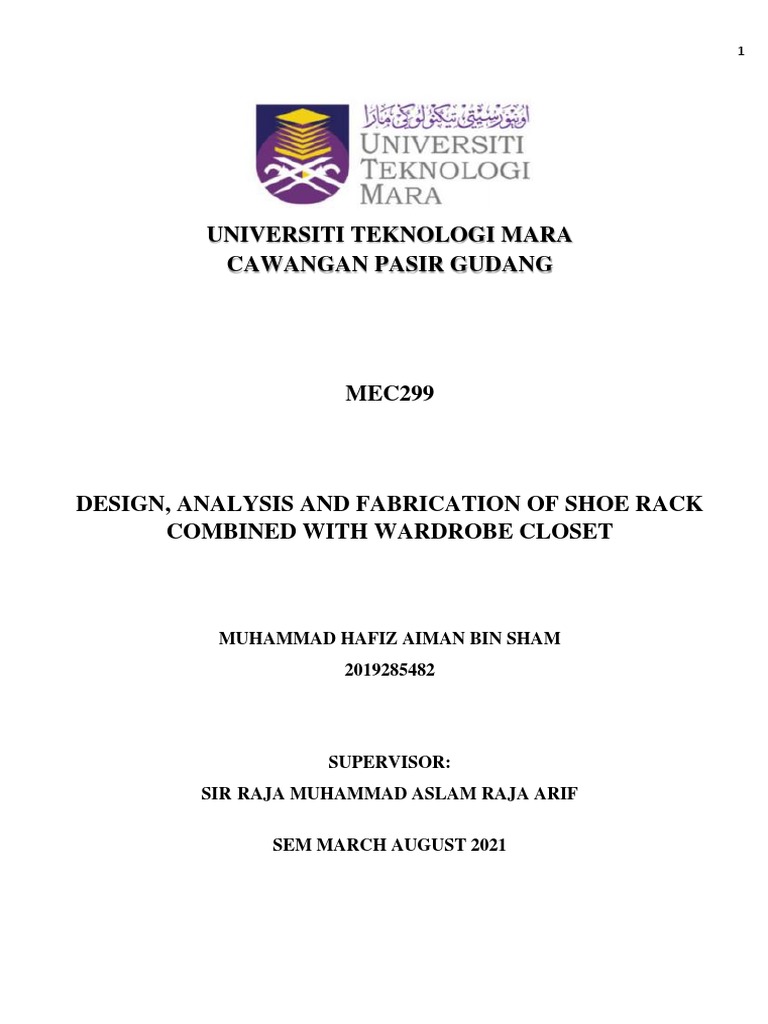 Muhammad Hafiz Aiman Bin Sham - 2019285482 - Fyp | PDF | Door | Cabinetry